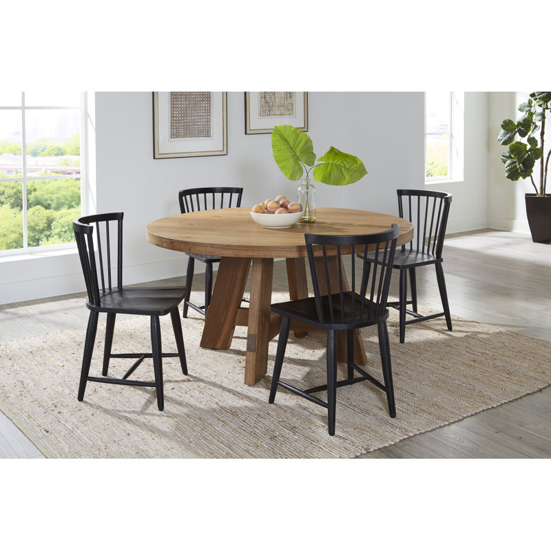 Ebern Designs Round Wood Natural Oak Dining Table & Reviews | Wayfair