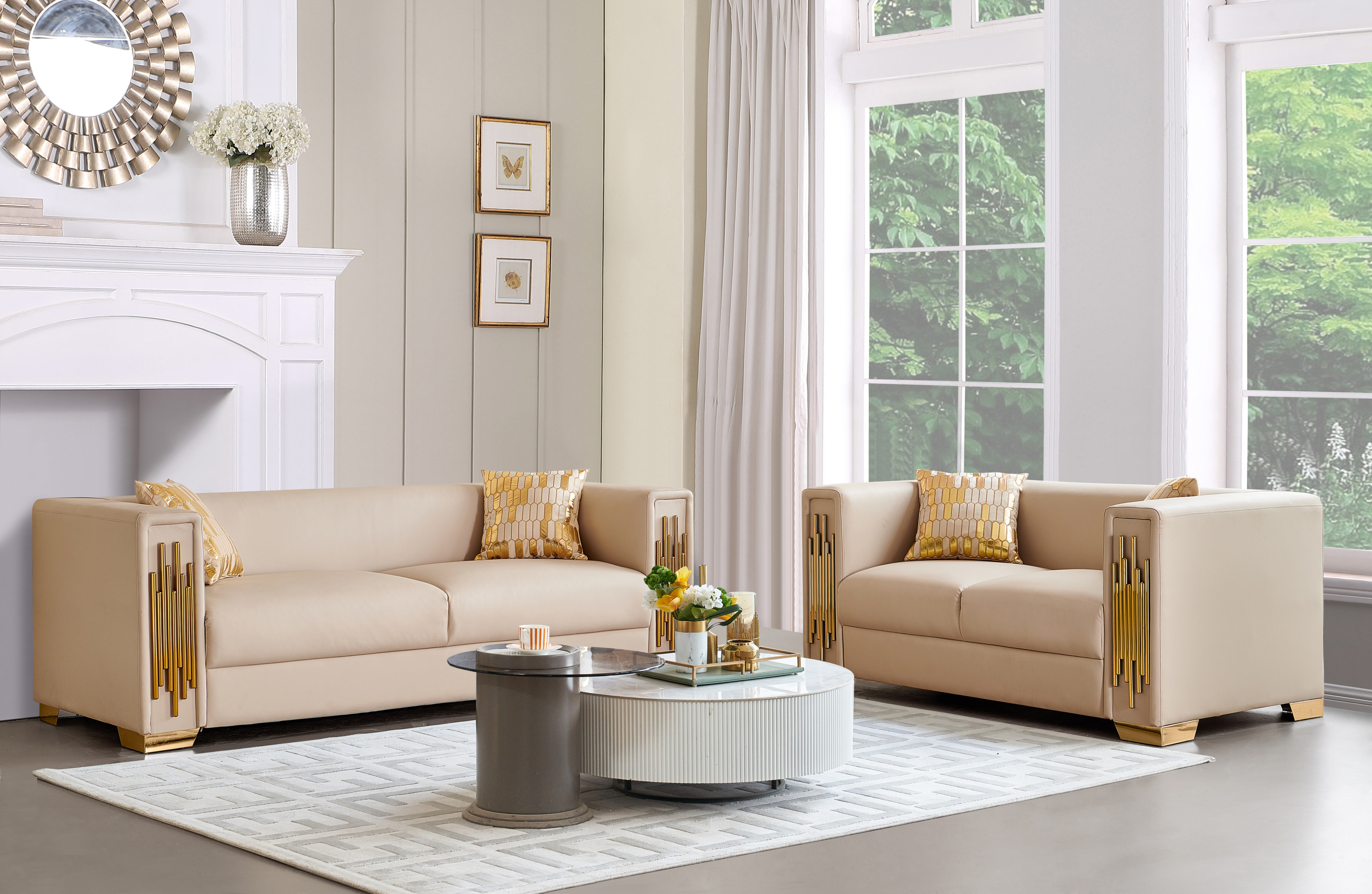 Mercer41 Yiesha 2 - Piece Faux Leather Sofa and Loveseat Living Room ...