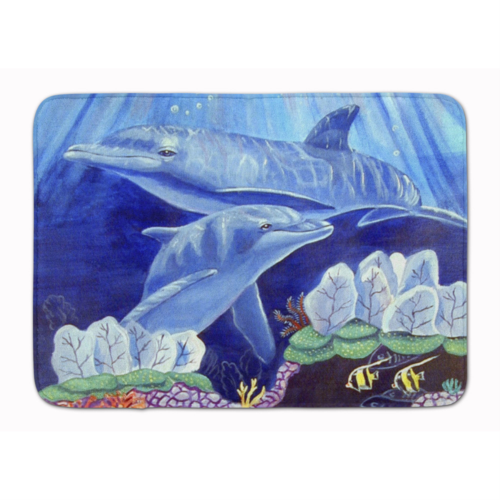 Highland Dunes Dolphin Under the Sea Rectangle Microfiber Non-Slip Bath ...