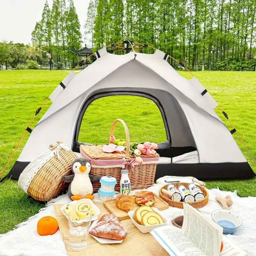 AirPartyPros 4 Person Waterproof Camping Tent, Spring Structure To Open ...