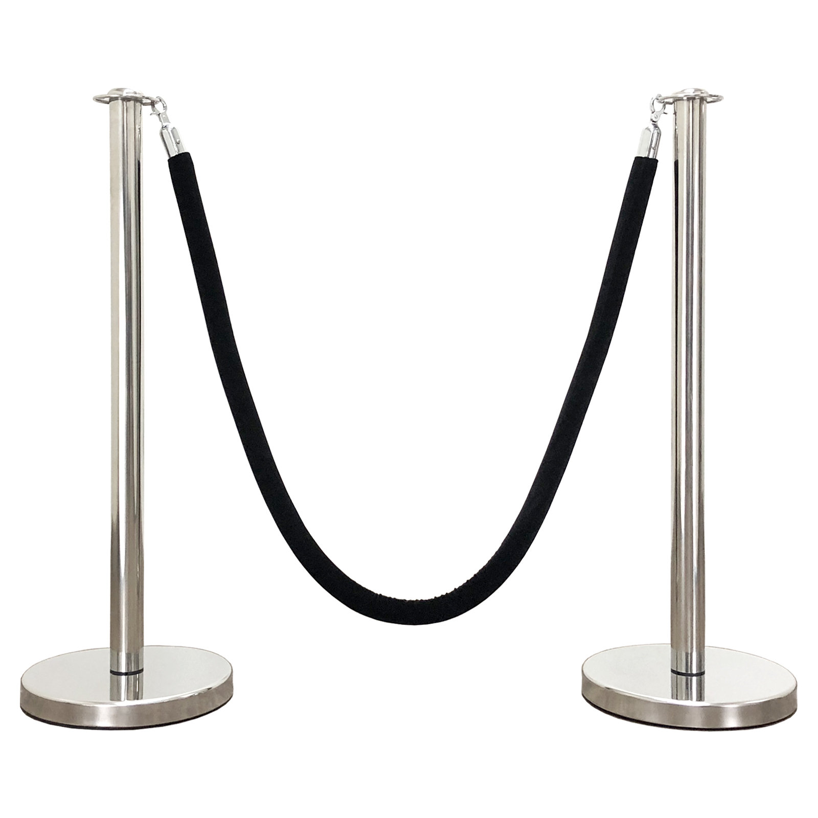 VIP Crowd Control Rope Stanchion (2 Mirror Flat Top/Flat Base + 6' Rope ...