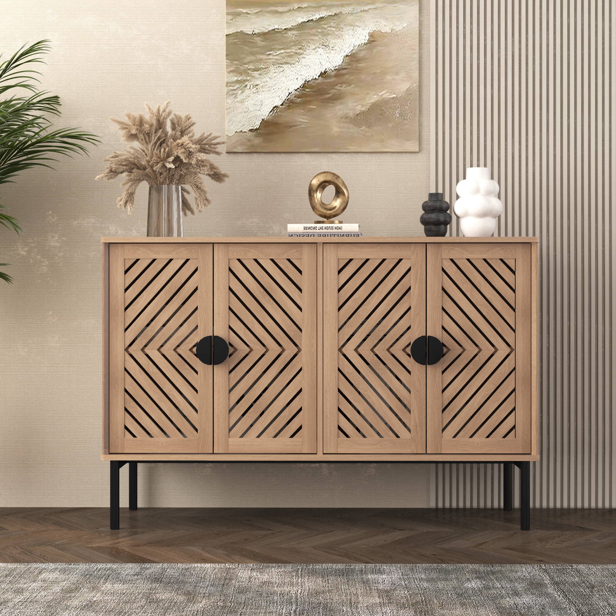 Millwood Pines Modern sideboard Cabinet with Adjustable Shelves ...