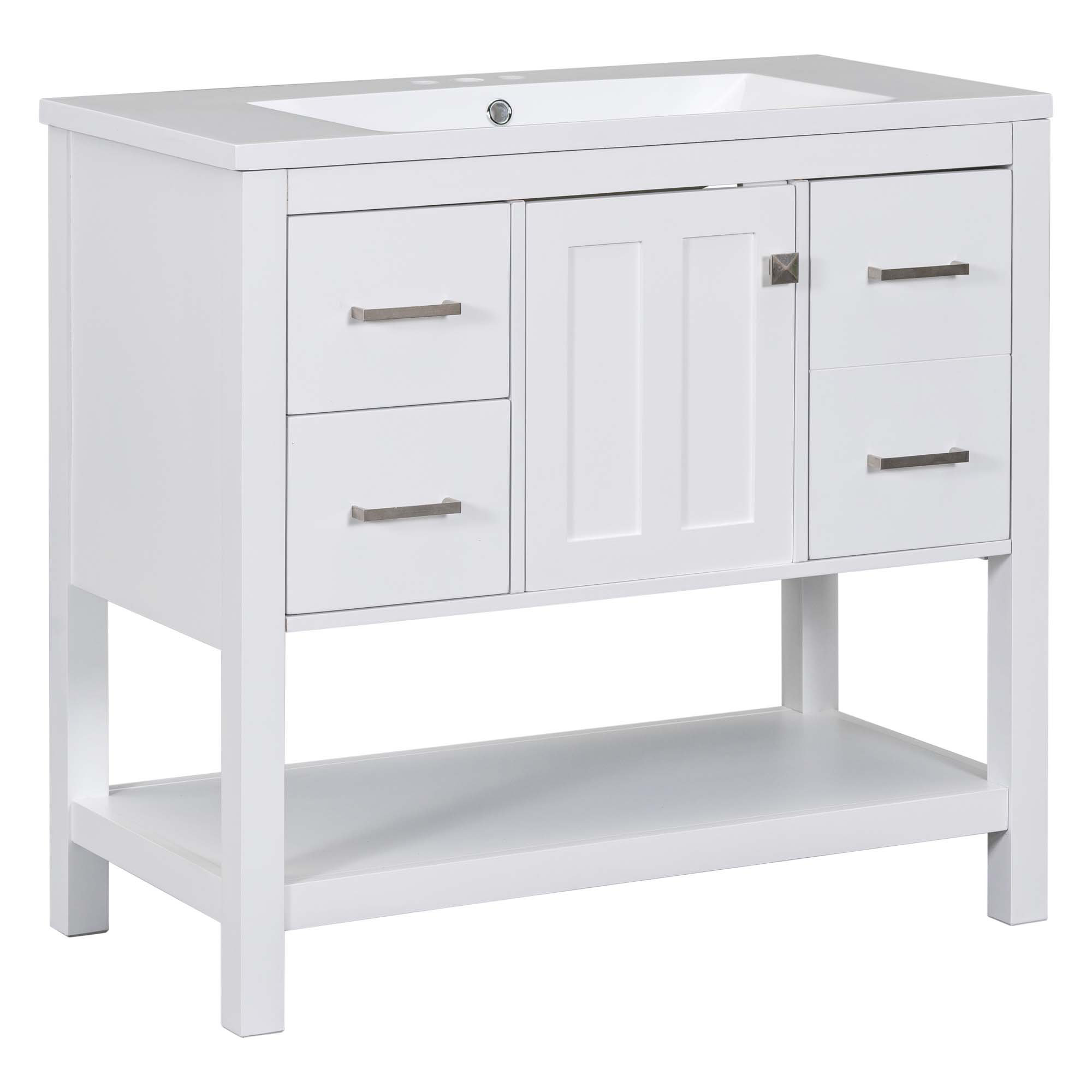 Winston Porter Modern Bathroom Vanity With Single Sink, USB, 2 Shallow ...