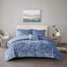 DORROM Periwinkle Blue Velvet Duvet Cover Set With Quilted Design | Wayfair