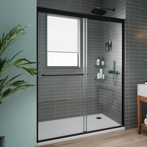 ExBrite 50" - 54" W x 70" H Double Sliding Semi-Frameless Shower Door ...