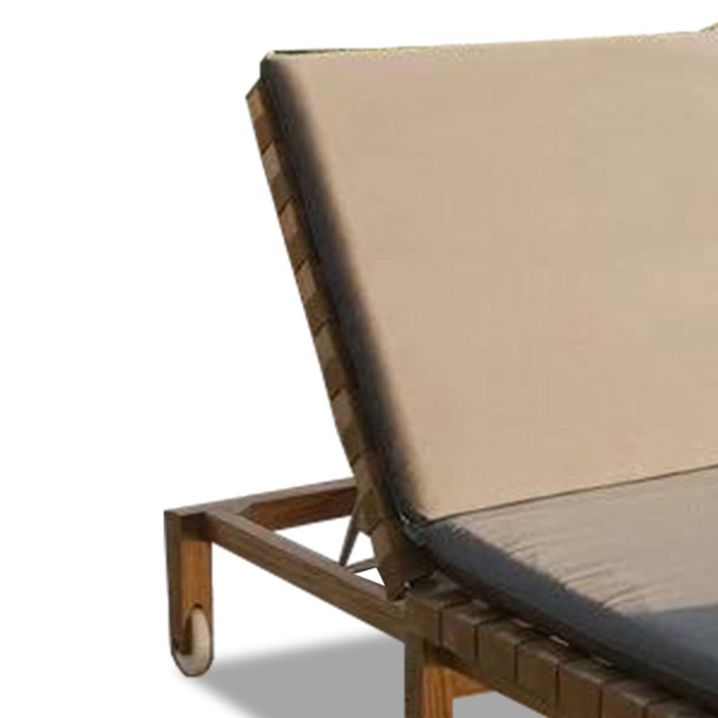 Elegance Furnishings Teak Garden Rope Sunbed With Wheels Outdoor Chaise ...