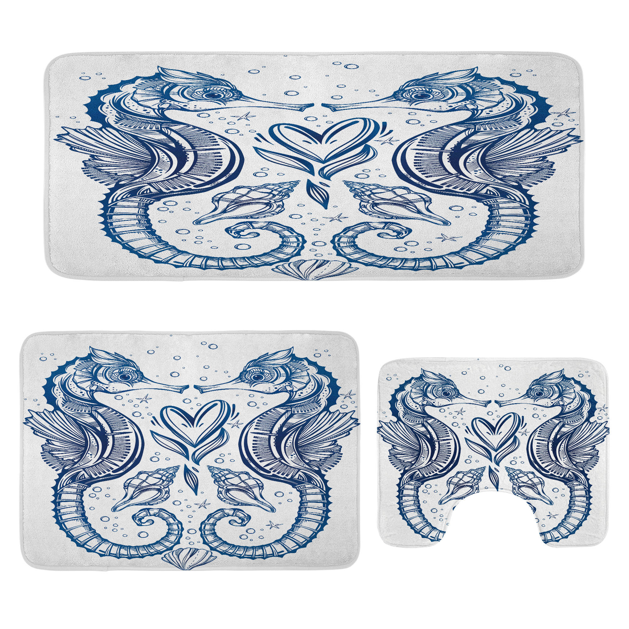 East Urban Home Romance Bathroom Rug Set 3 Pieces U-Shape & Rectangle ...
