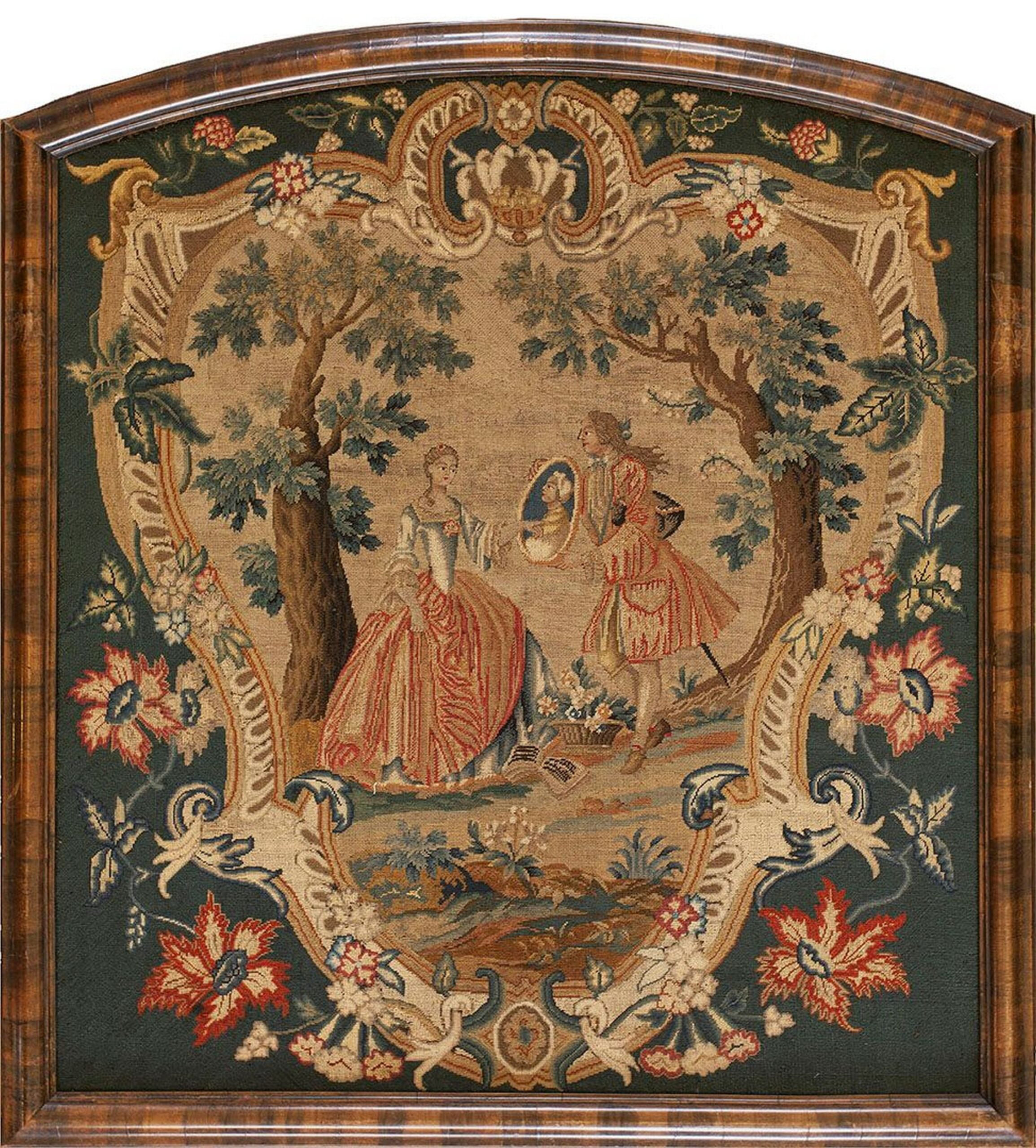 Rugs On Net Antique Needlepoint English Allover Scenic Pictorial ...