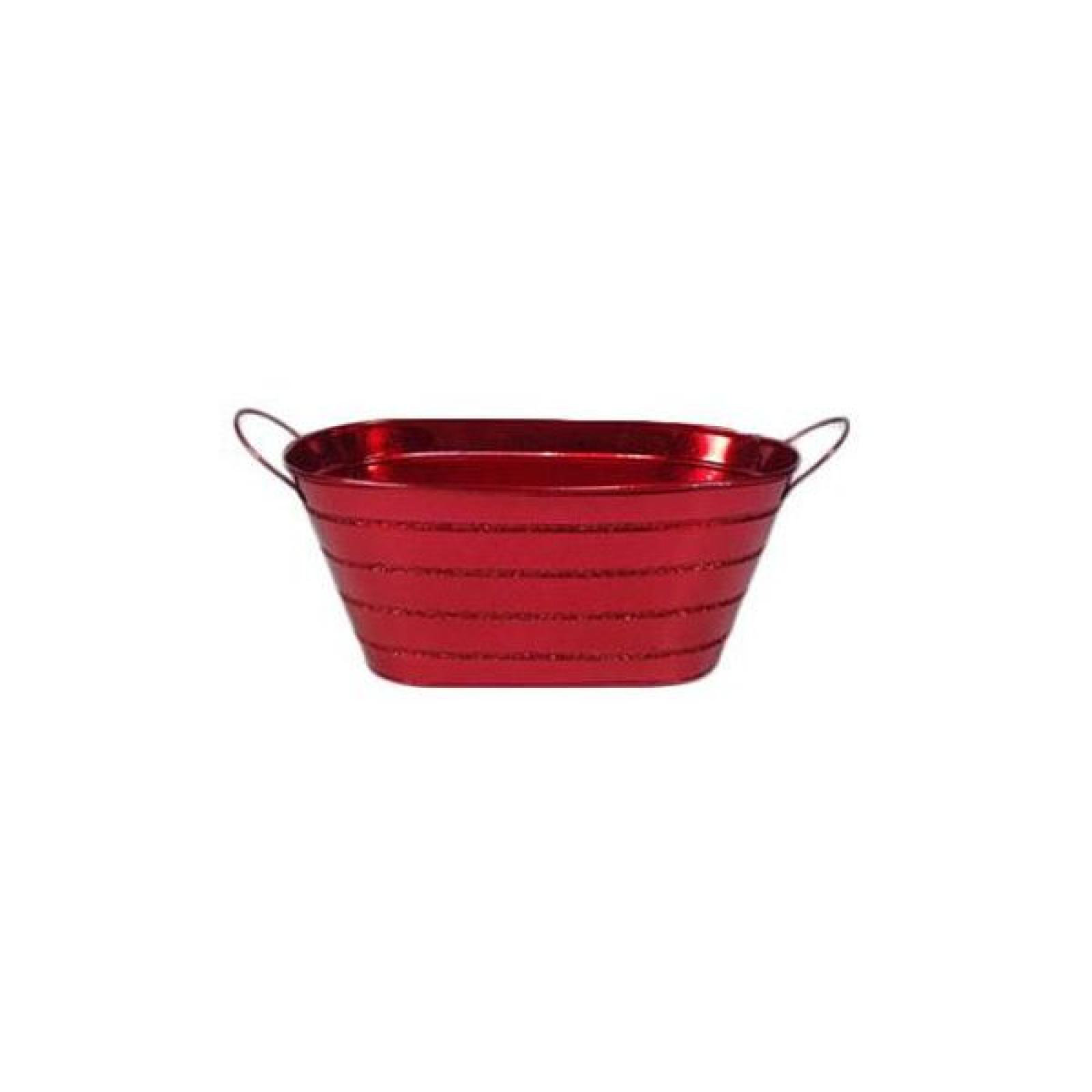 Hokku Designs Shiny Red Metal With Handles 1 Bucket | Wayfair