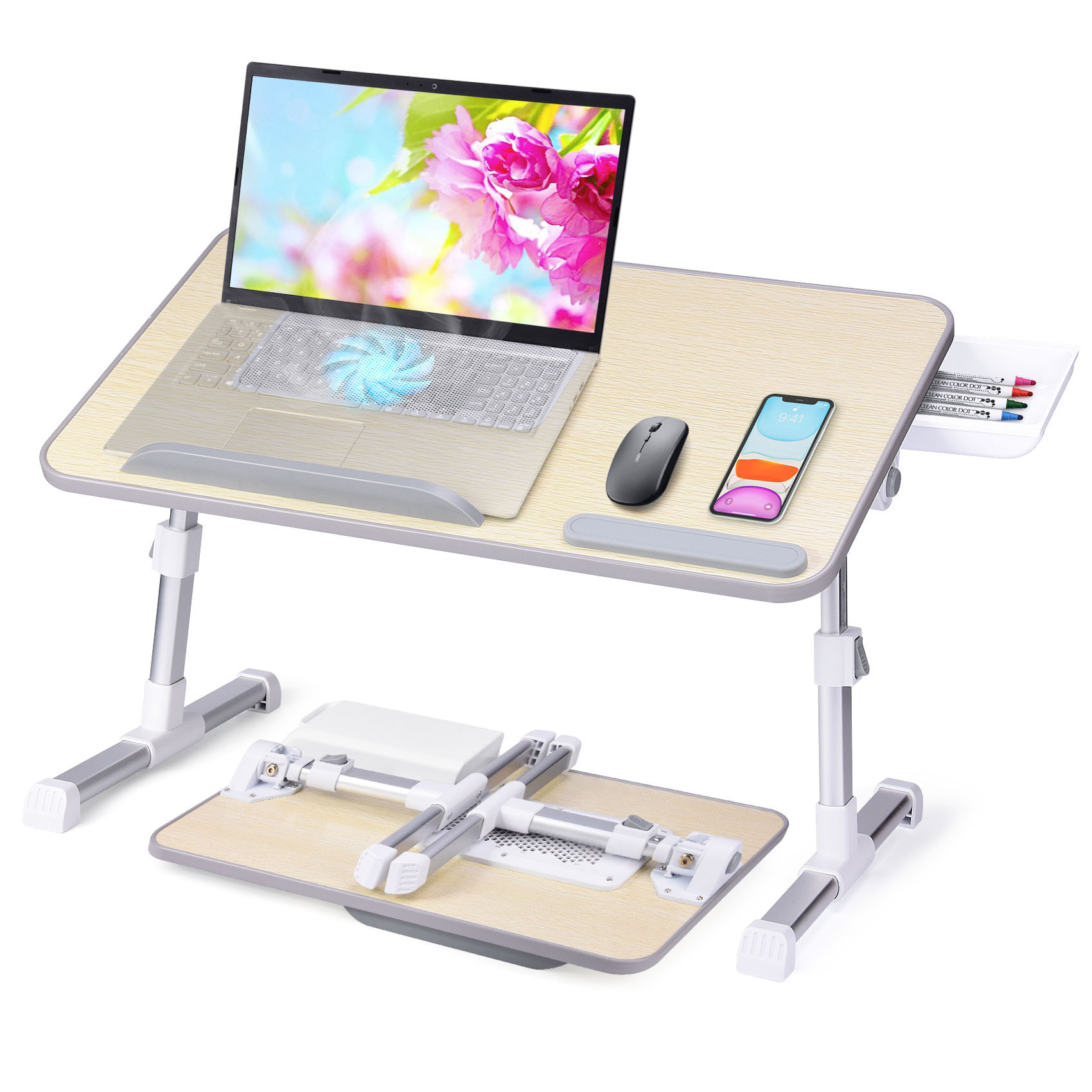 Inbox Zero Kyouko Laptop Desk, Adjustable Foldable Laptop Stand Bed ...