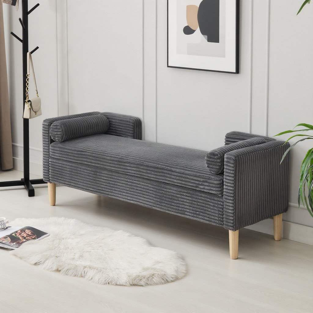 Corrigan Studio® 65.52" Wide Corduroy Storage Bench With Backrest ...