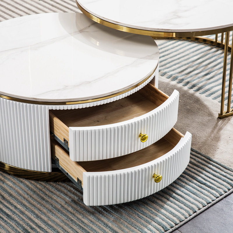 Mercer41 Tashari Nesting Coffee Table,Sintered Stone Appearance with ...