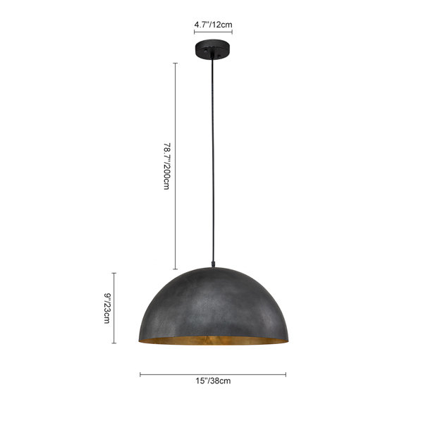 Mercer41 Industrial Oversized Large Metal Dome Pendant "& Reviews ...
