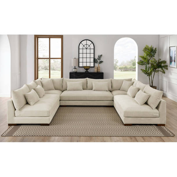 Wade Logan® Azuri 7 - Piece Upholstered Sectional & Reviews | Wayfair