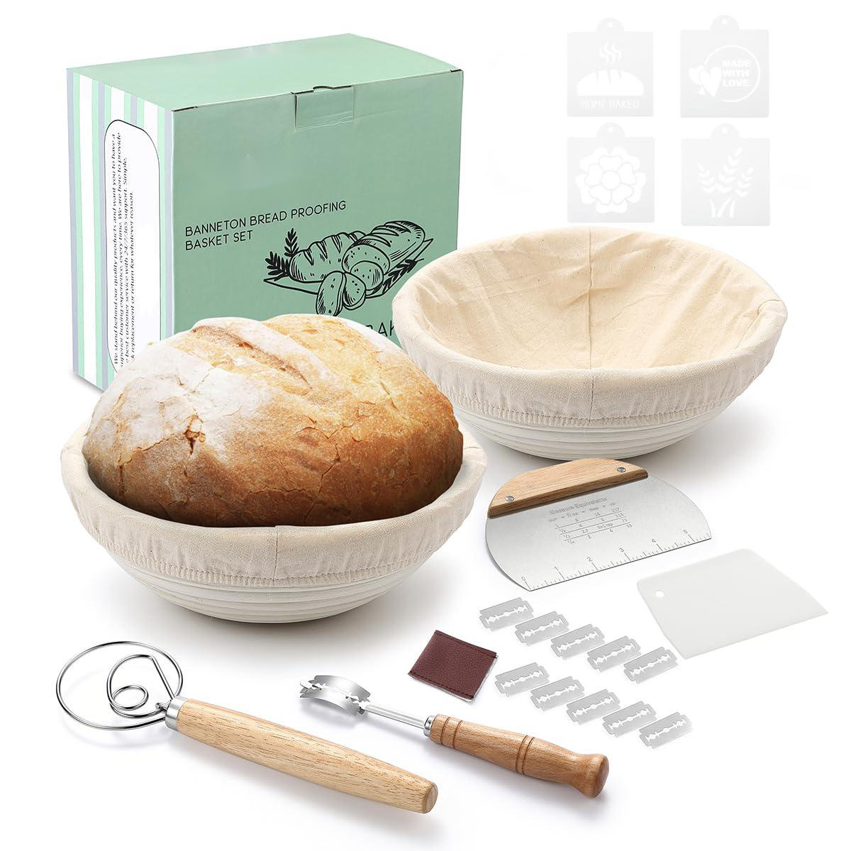 FEIYAN Premium Round Bread Banneton Basket With Liner - Perfect ...