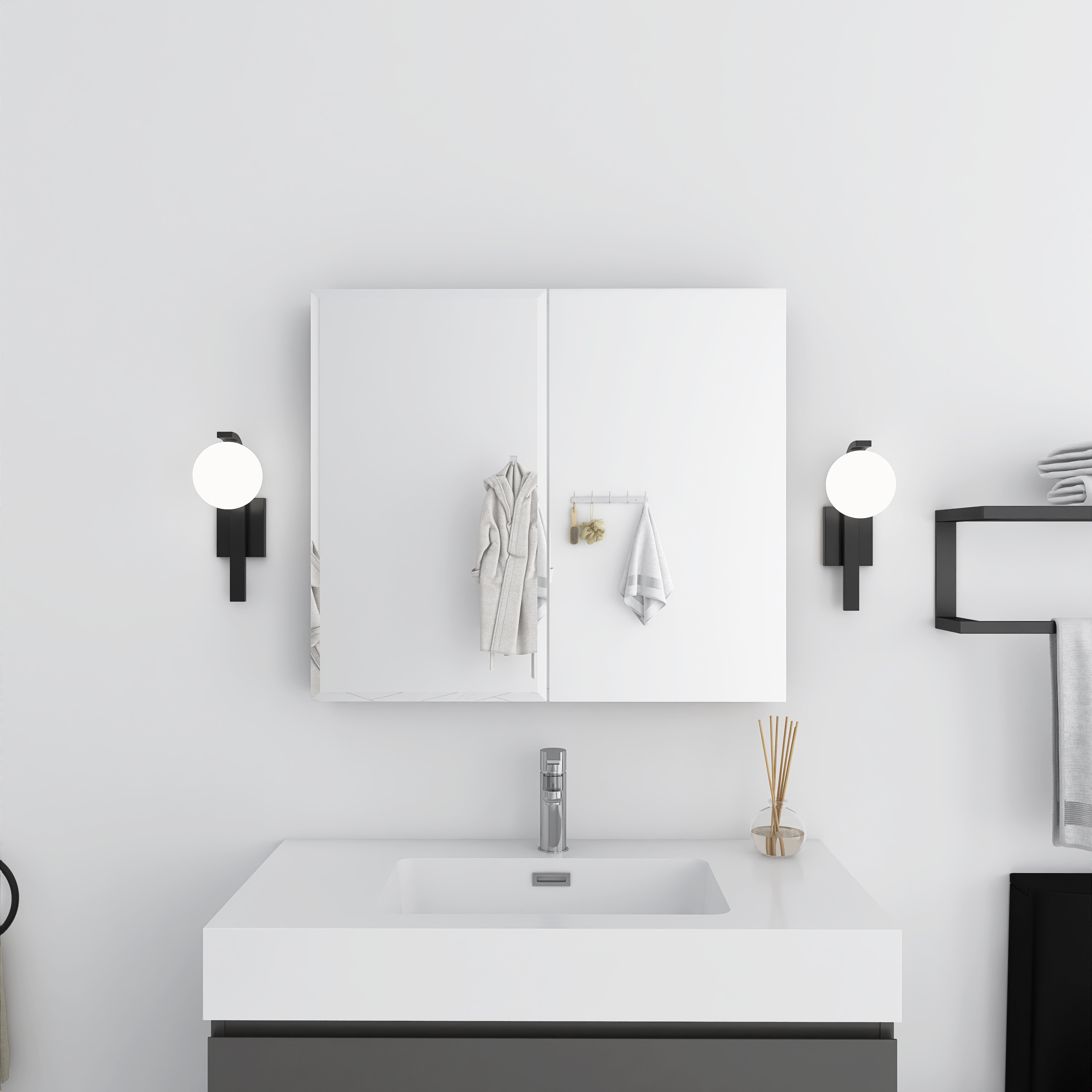 Ebern Designs Ishee 30'' W 26'' H Frameless Medicine Cabinet Mirror ...