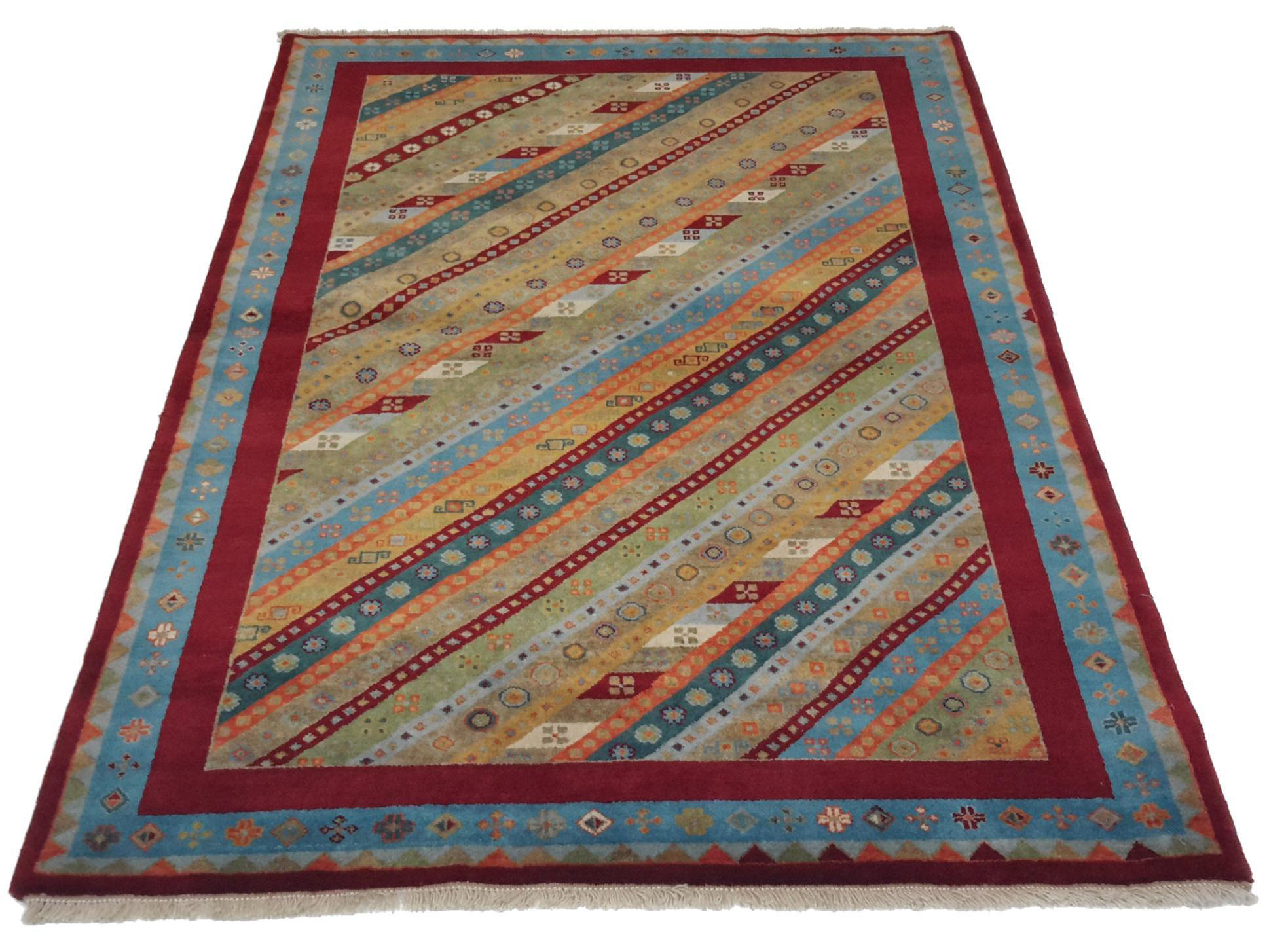 Isabelline Striped Handmade Rectangle 4' x 6' Wool/Cotton Area Rug in ...