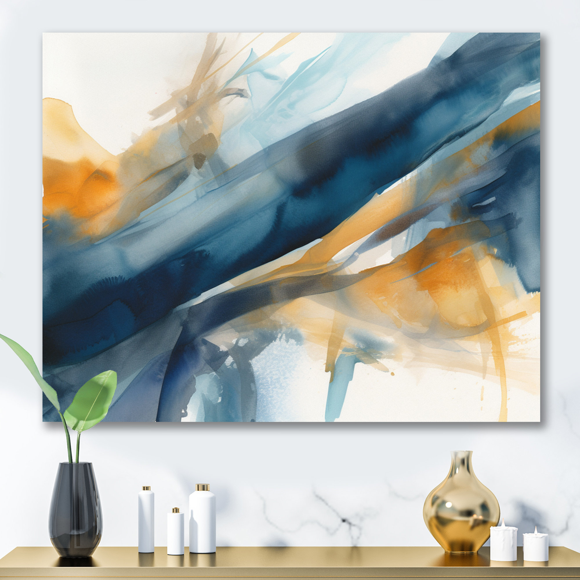 Ivy Bronx Blue And Gold Fusion I - Fractals Canvas Prints - Wayfair Canada