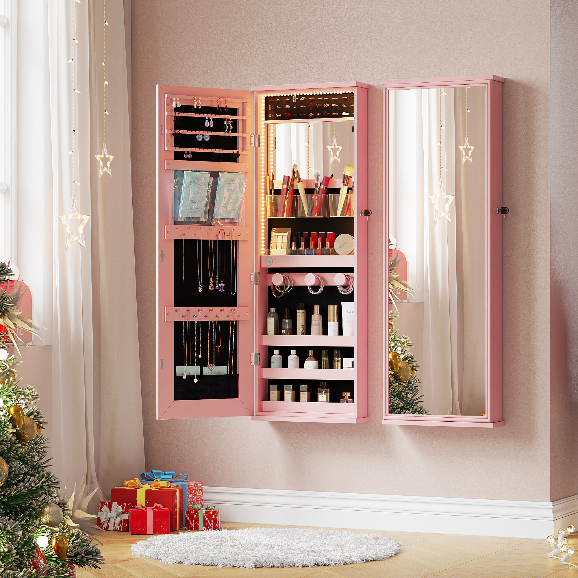 makeup holder with mirror