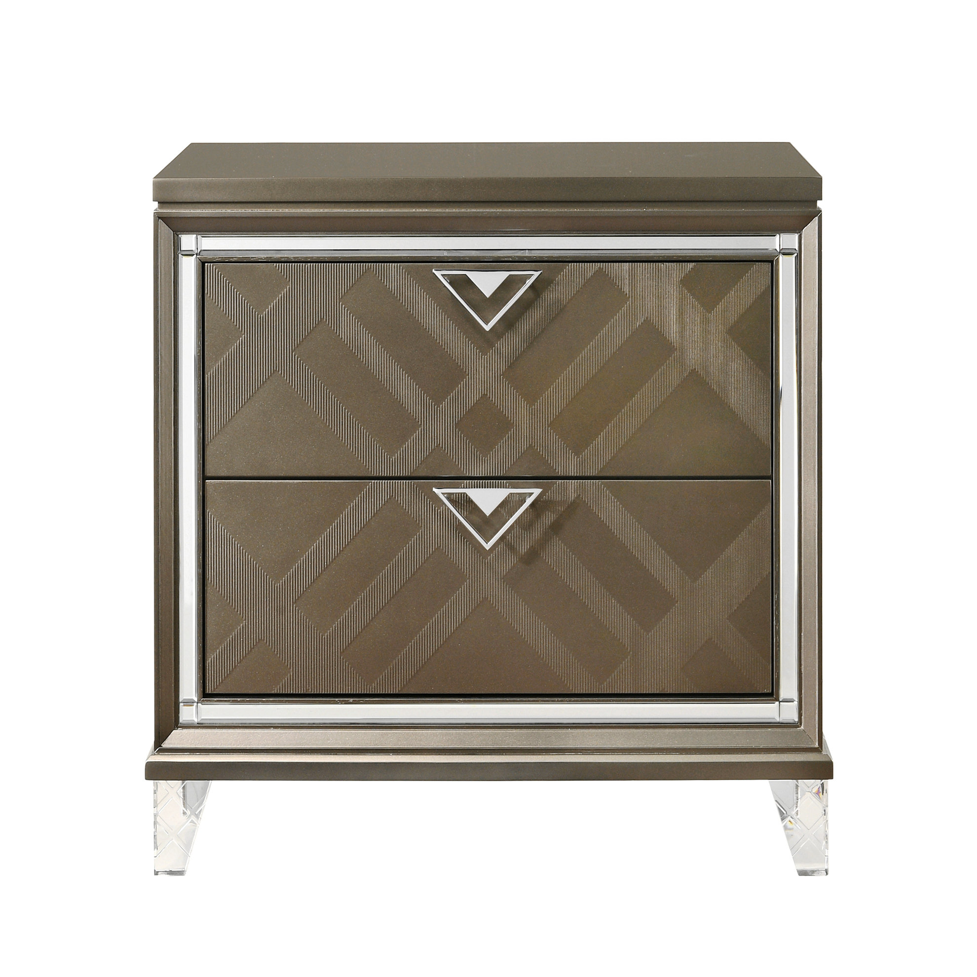 Corrigan Studio Dark Champagne 2 Drawers Nightstand - Wayfair Canada