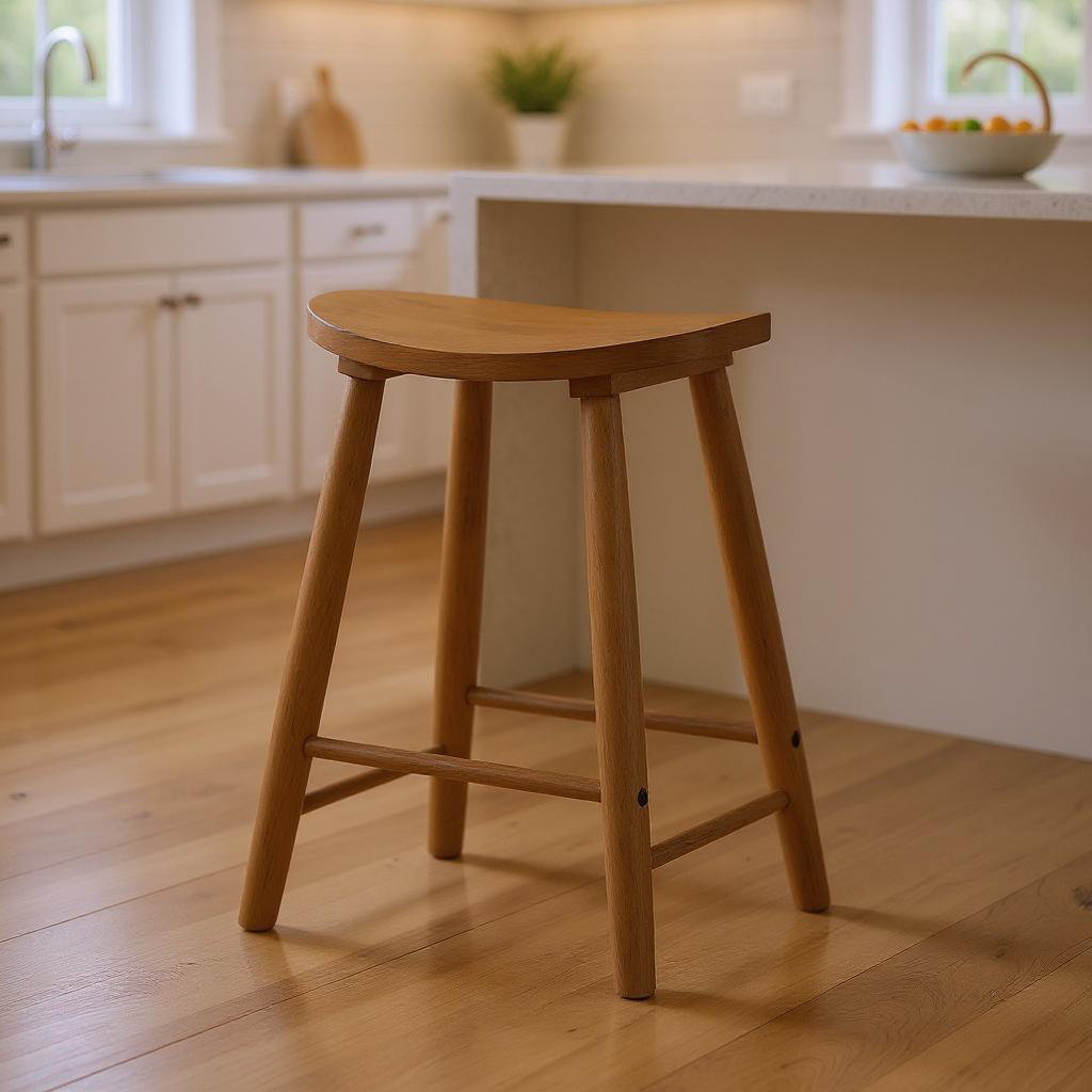 Lark Manor™ 25" Natural Solid Wood Backless Counter Height Bar Chair ...