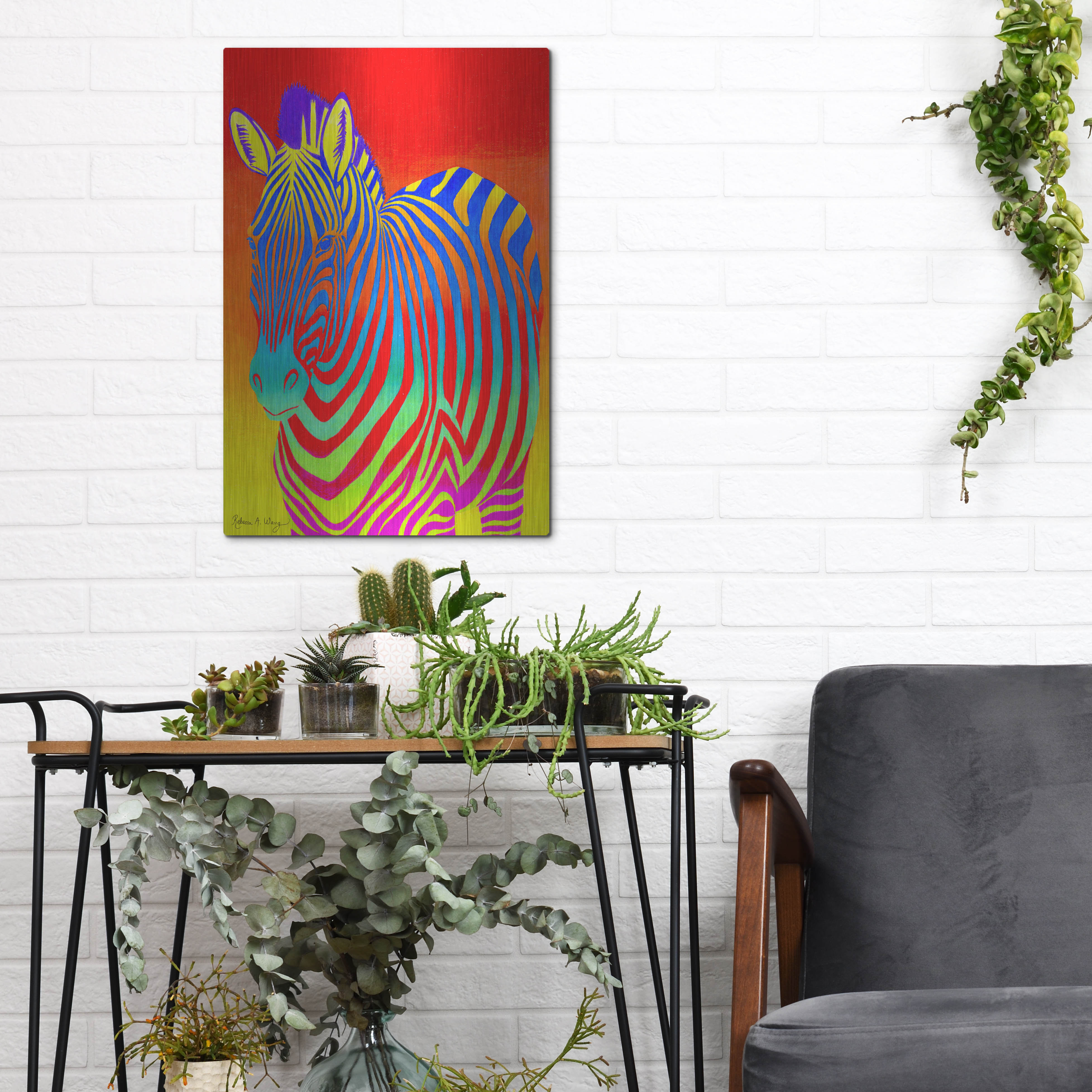 Dakota Fields " Psychedelic Zebra " by Rebecca Wang Art on Metal | Wayfair
