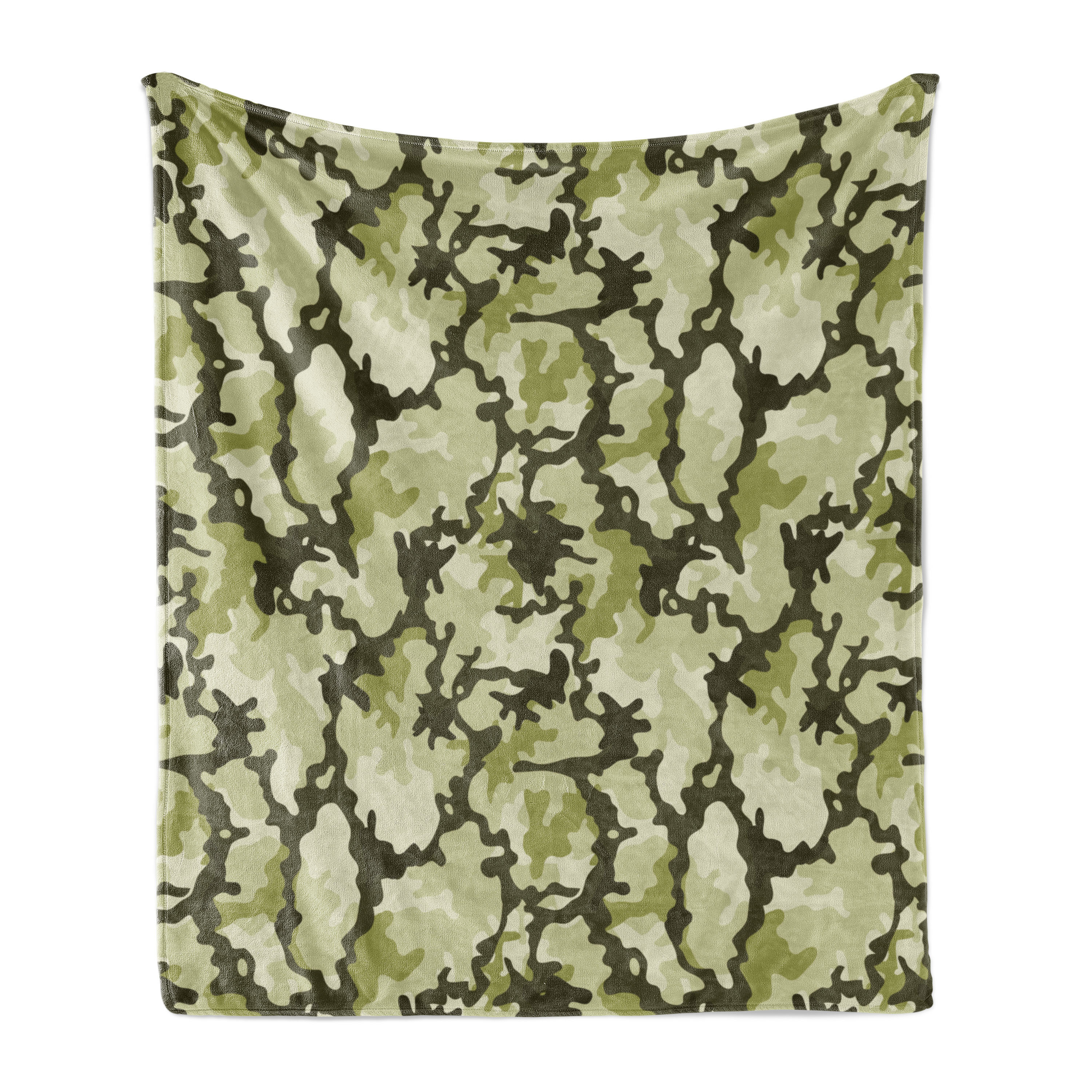 Ambesonne Green Fleece Throw Blanket Jungle Camouflage Design Pale ...