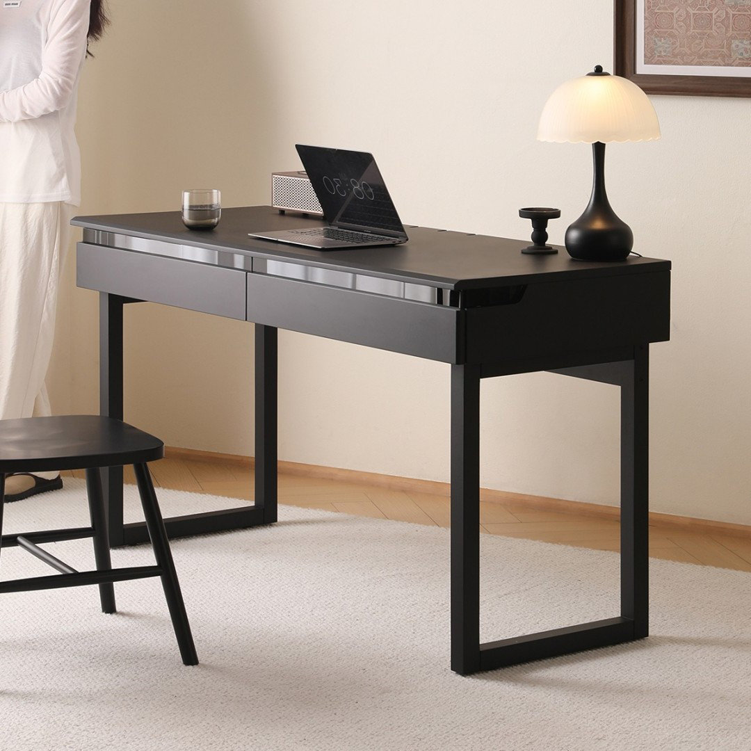 Furnire Lewi Black Rectangular Solid Wood desks | Wayfair