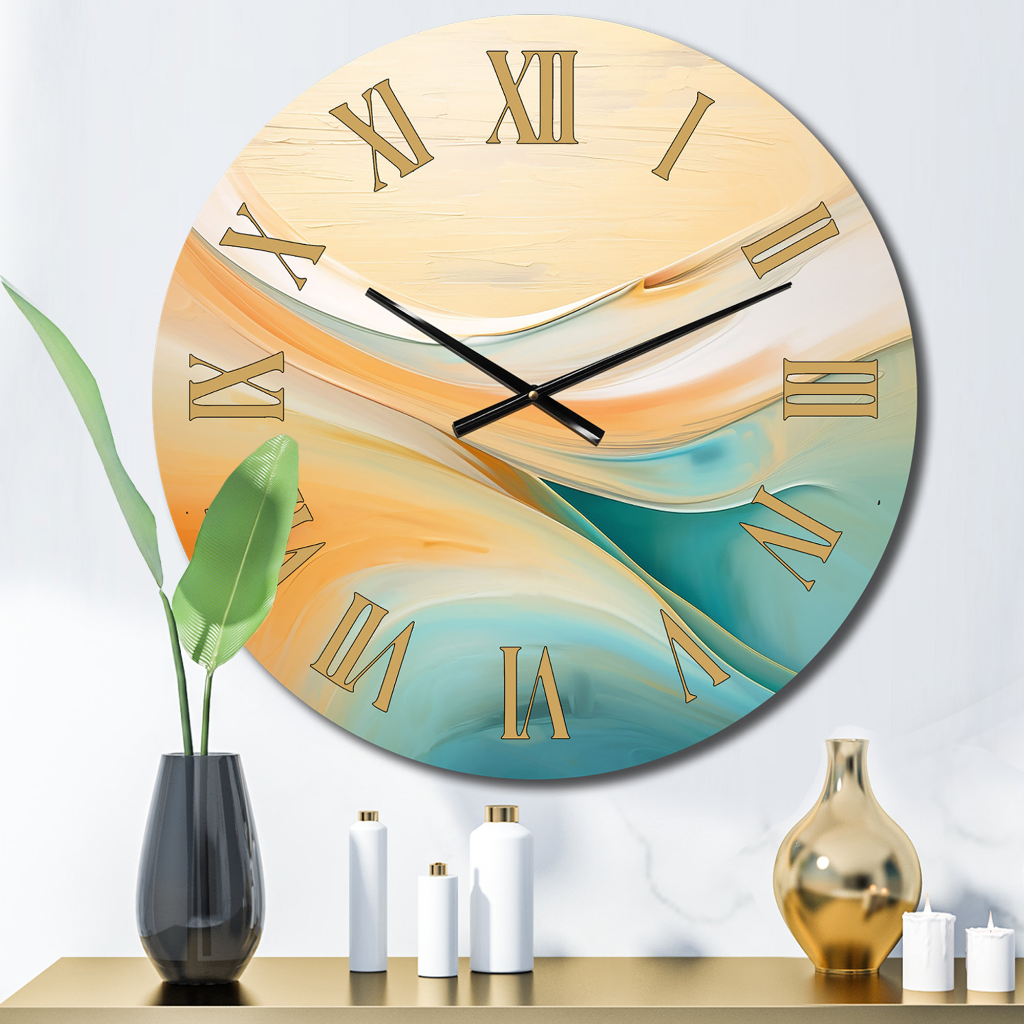 East Urban Home Turquoise Wave Breaking at the Shore - Modern Geometric ...