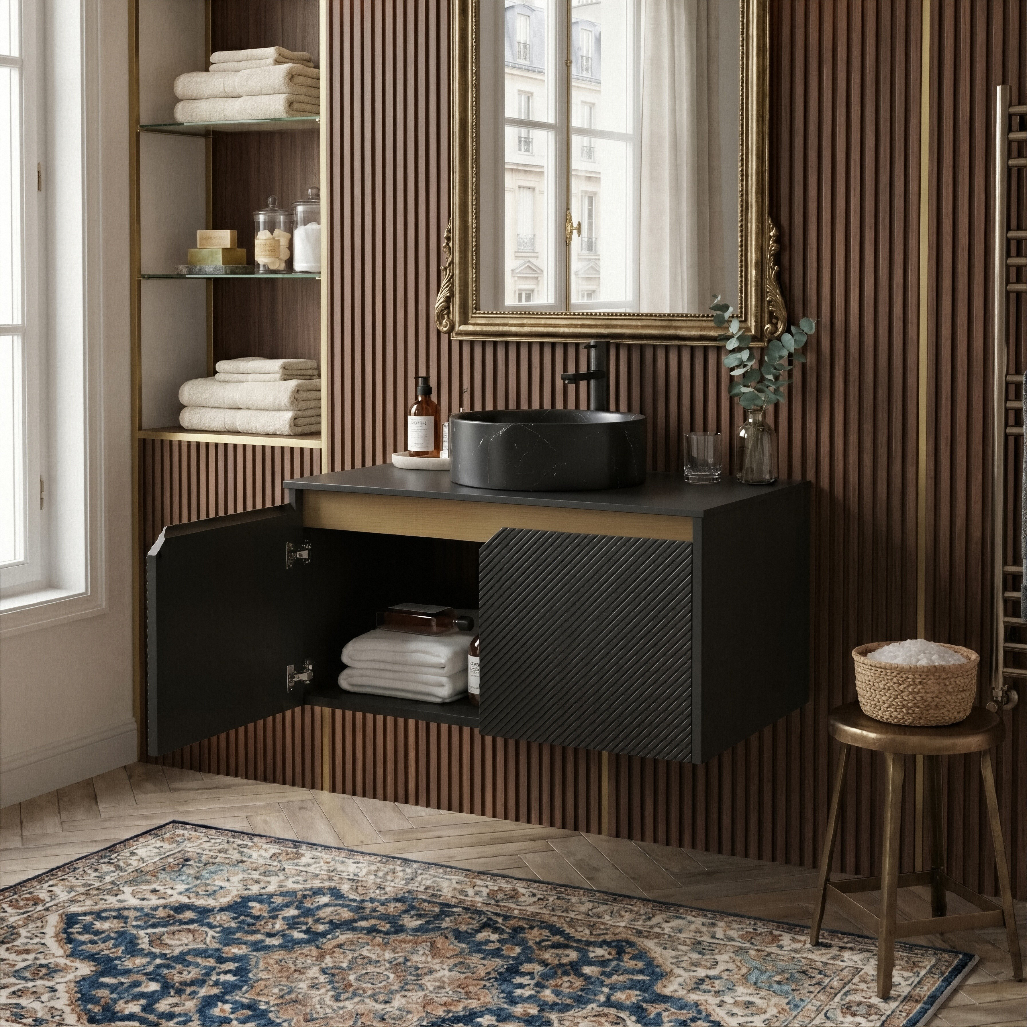 Winston Porter Wall-Hung Bathroom Vanity Set, Plywood Construction ...