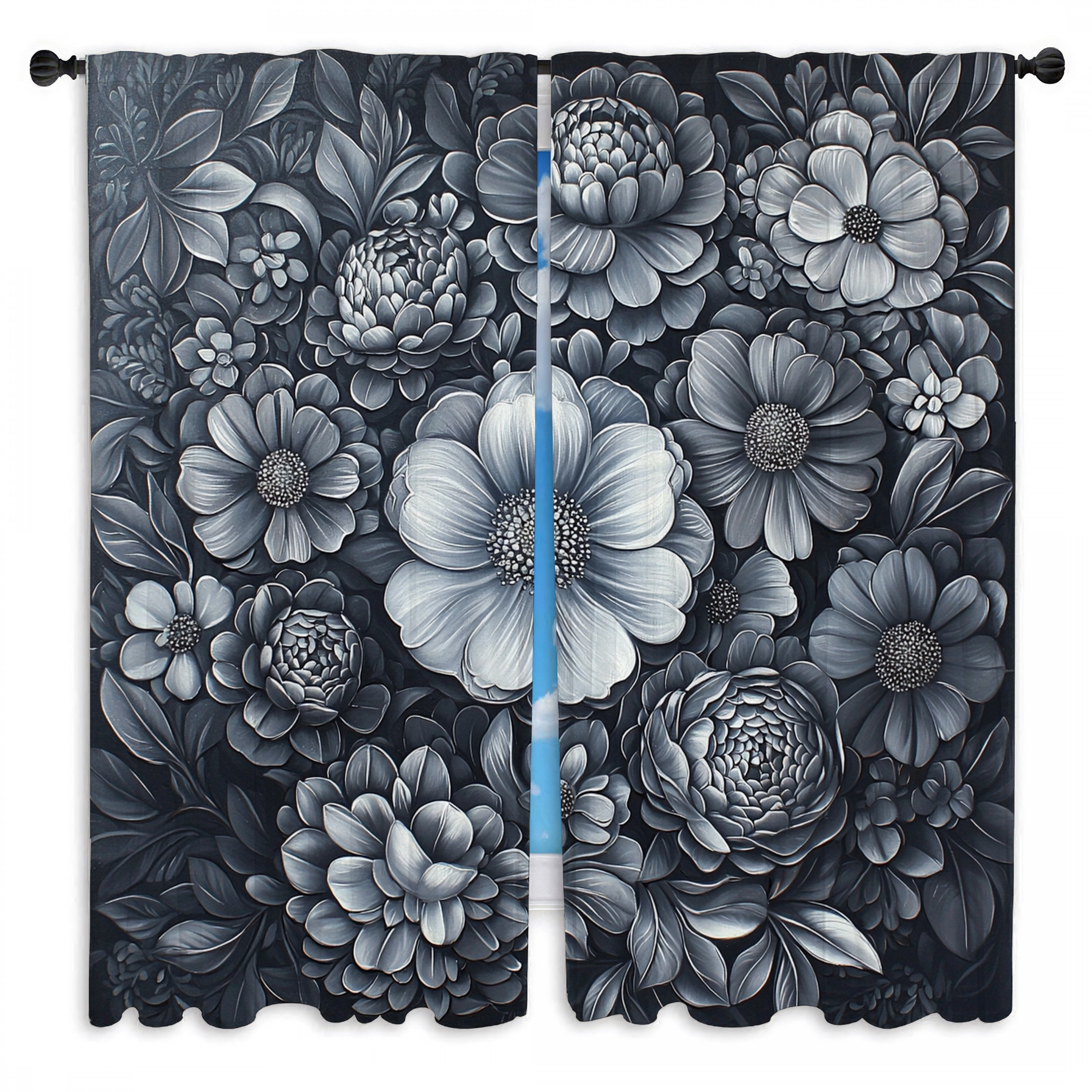 Dakota Fields Flowers Window Curtains Floral Hollywood Regency Drapes ...