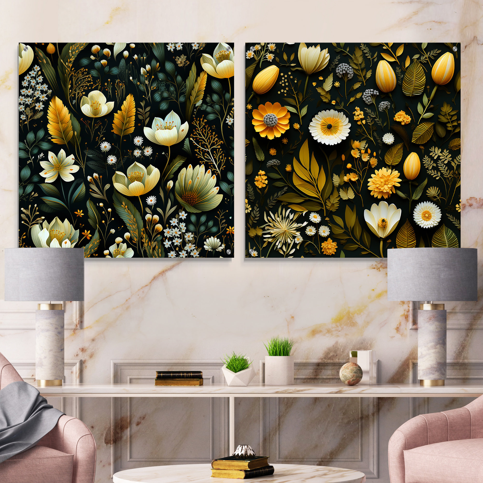 Design Art Boho Botanical Garden - Abstract Botanicals Acrylic Wall Art ...