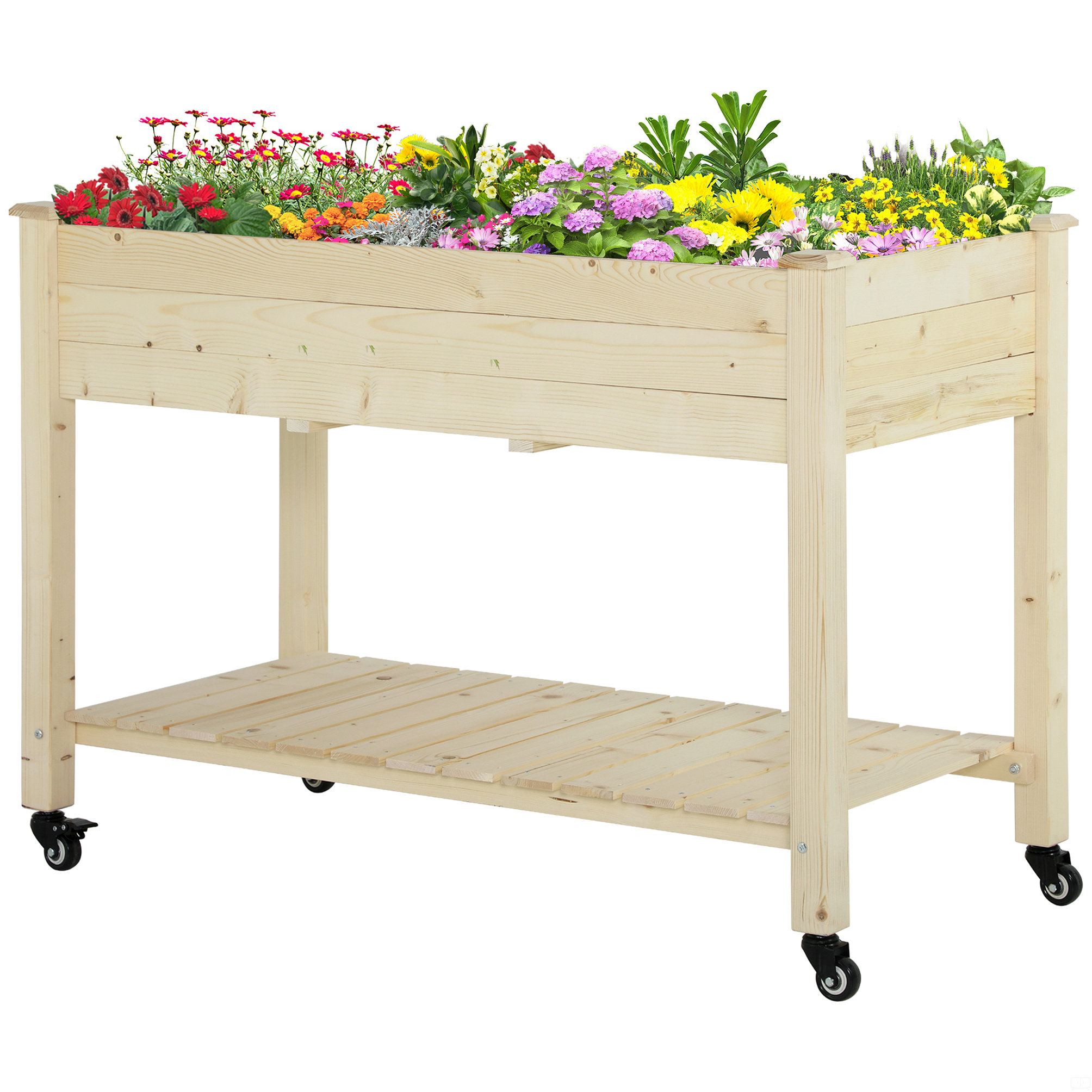 Gracie Oaks Raised Garden Bed, 47" X 22" X 33", Elevated Wooden Planter ...