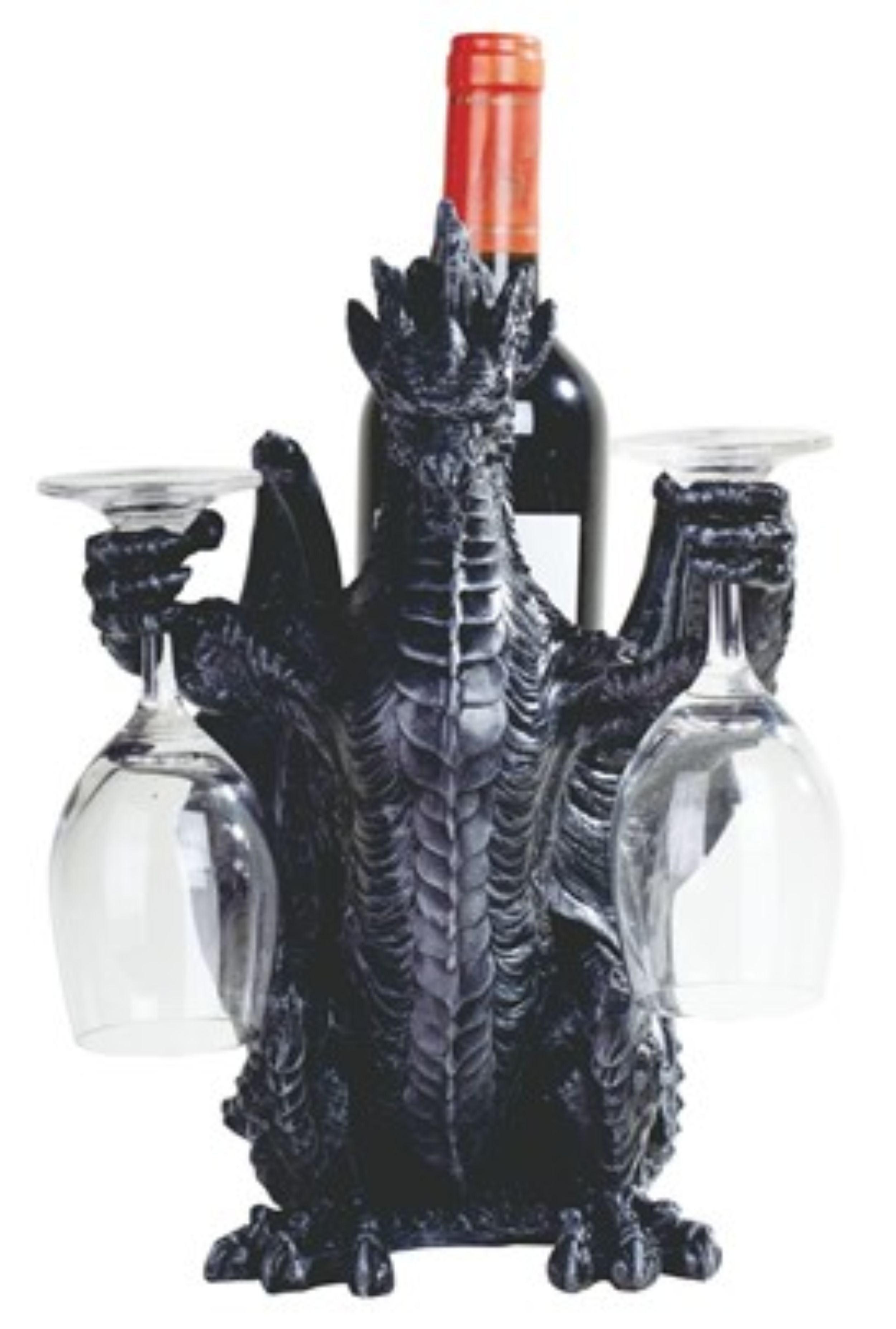 Trinx 1 Bottle Tabletop Wine Bottle & Glass Rack in Black | Wayfair