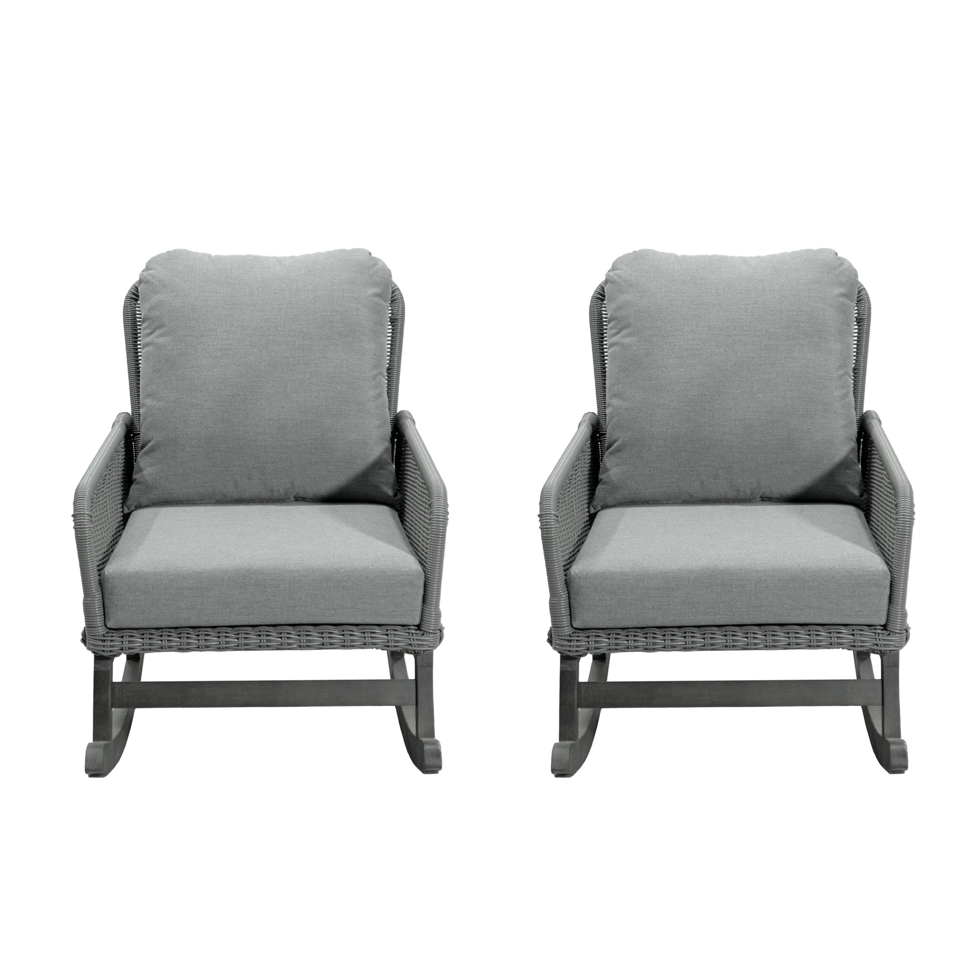 Corrigan Studio® Set Of 2 Modern Gray Rocking Chairs With Cushions For ...