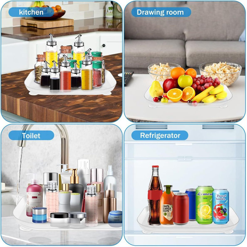 Prep & Savour Clear Fridge Turntable Organizer for 360° Rotating ...