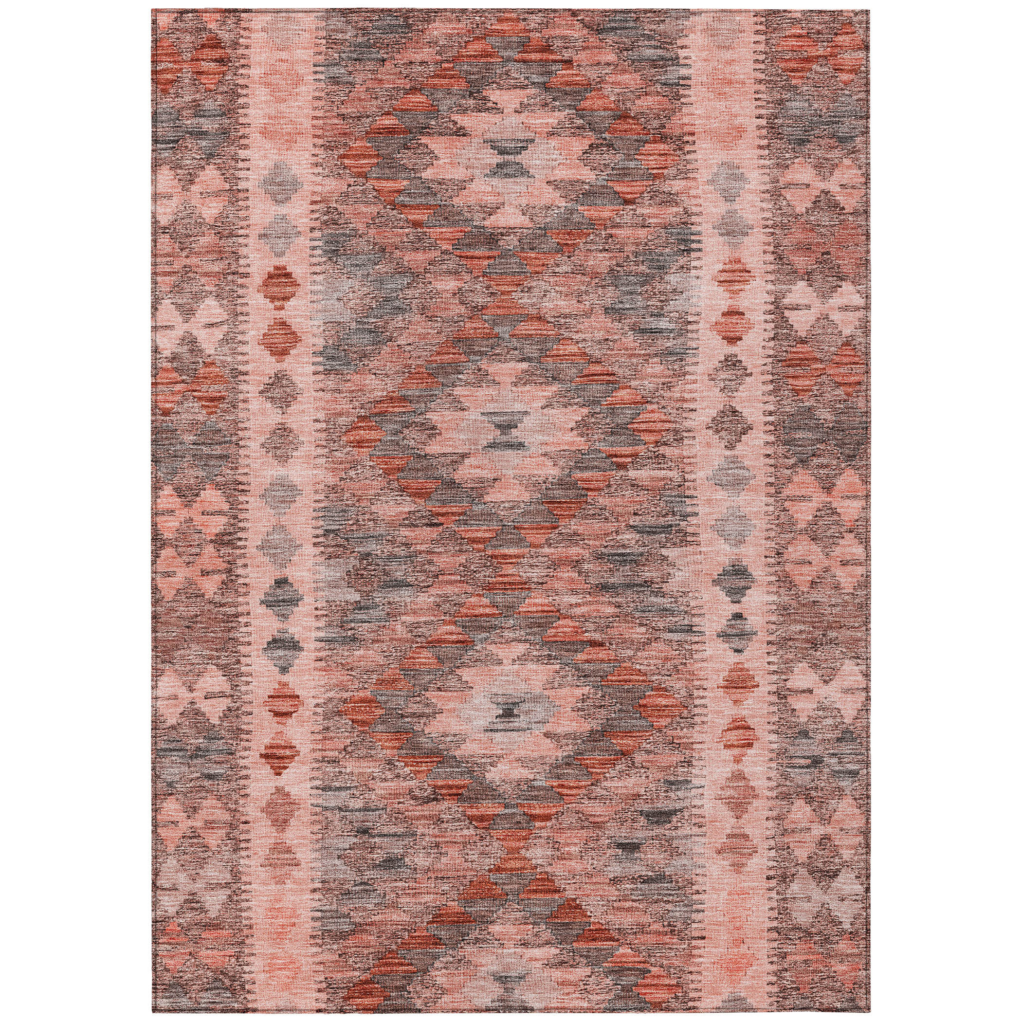 Bungalow Rose 5' X 8' Terra Cotta Geometric Washable Indoor Outdoor ...