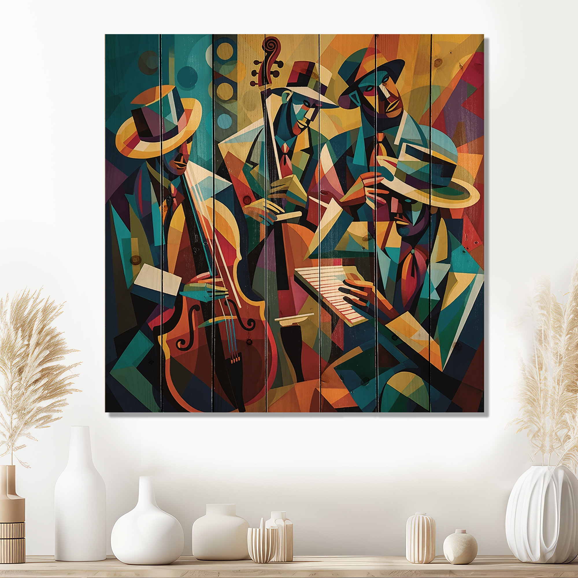 Design Art Jazz Performance On Stage I - Music Wood Wall Decor Panels ...