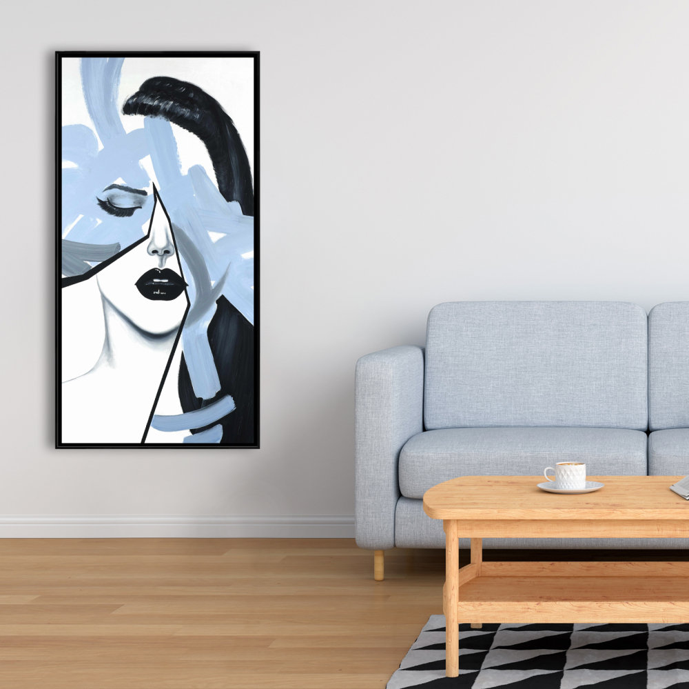 Hokku Designs " Abstract Blue Woman Portrait " on Canvas | Wayfair