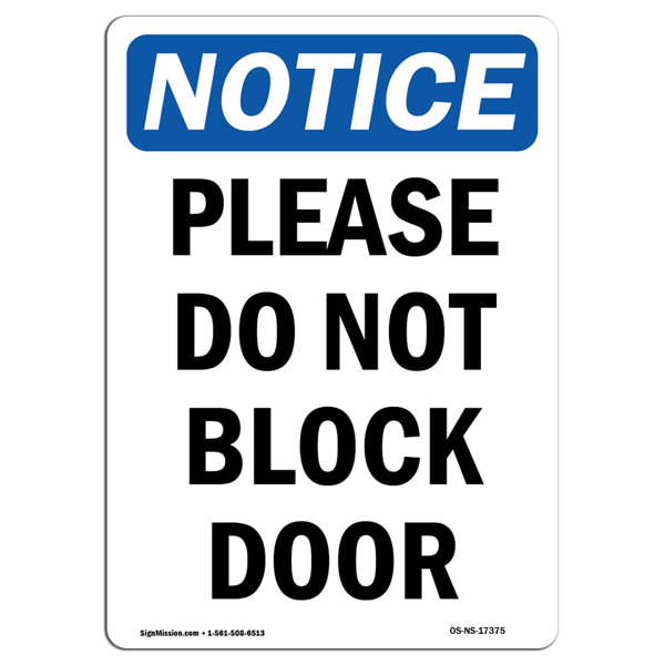 SignMission Please Do Not Block Door Sign | Wayfair