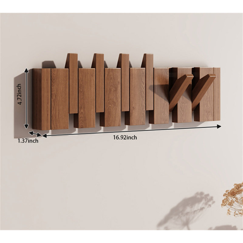 Ebern Designs Silviya Solid Wood Freestanding 6 - Hook Wall Mounted ...