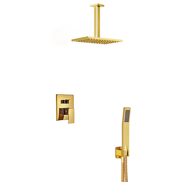 FontanaShowers Fontana L'Aquila Brass GoldTone Ceiling Mount Shower Set ...