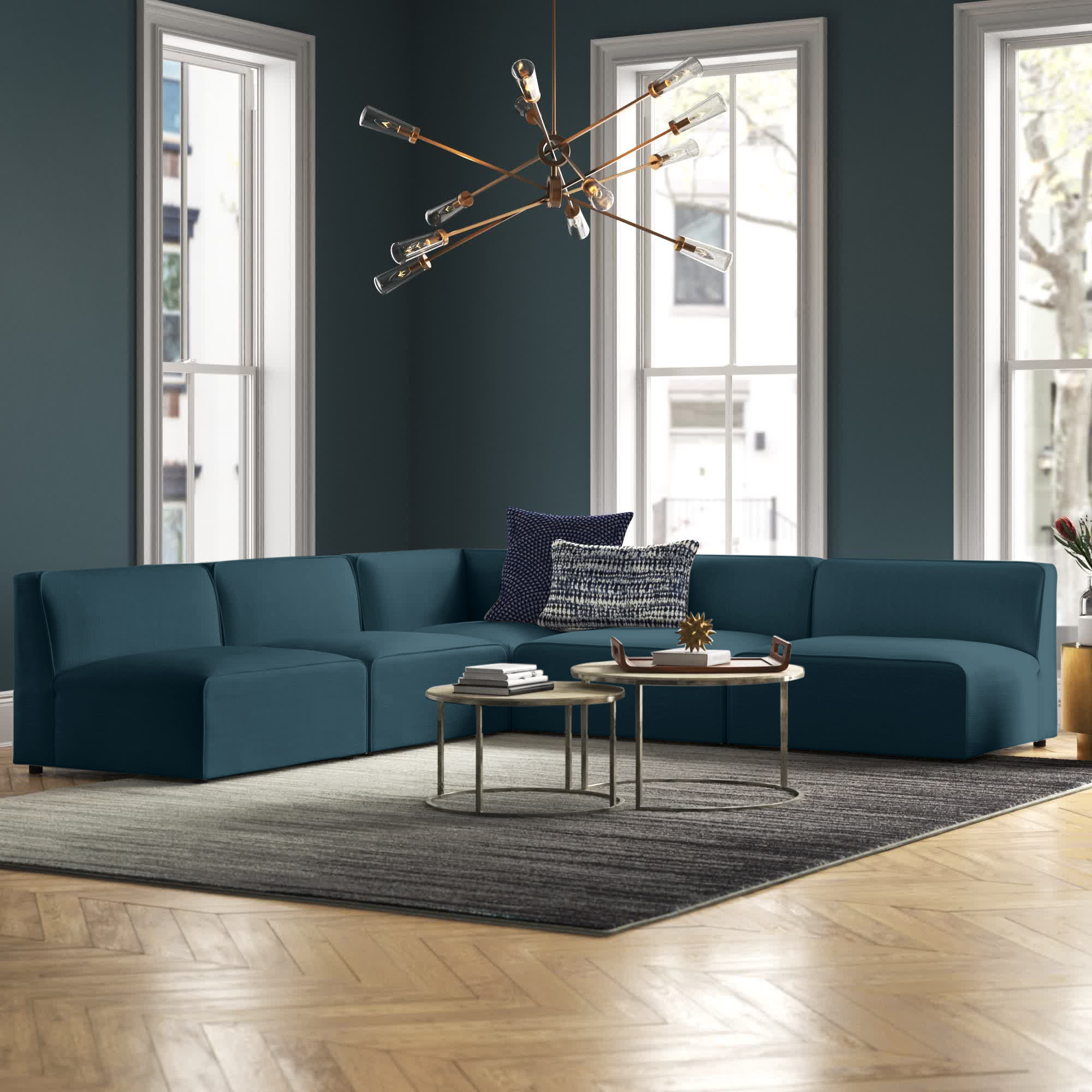 Modway Mingle 5 Piece Upholstered Fabric Sectional Sofa Set & Reviews ...