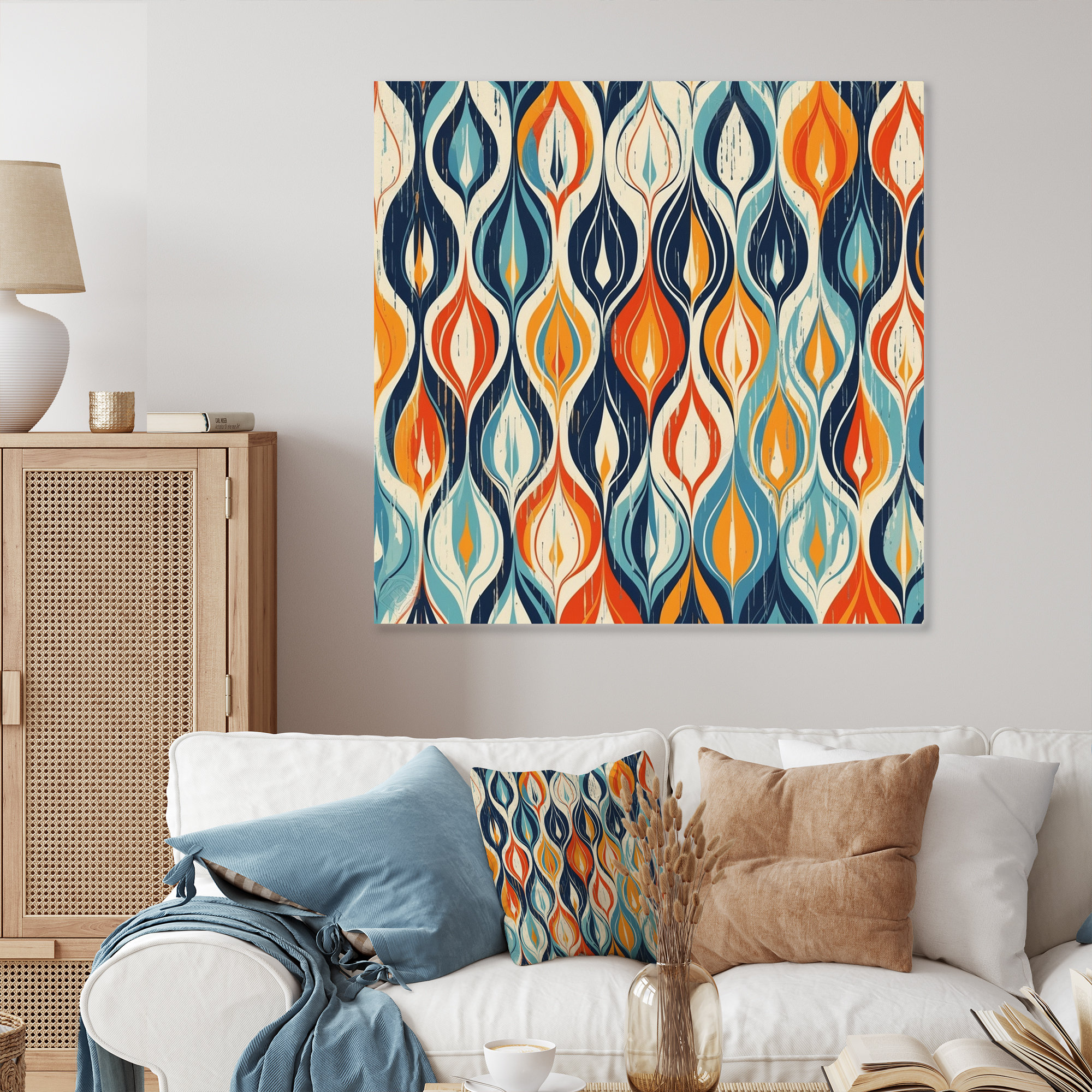 Union Rustic Orange and Blue Botanical Symphony III - Abstract Print on ...