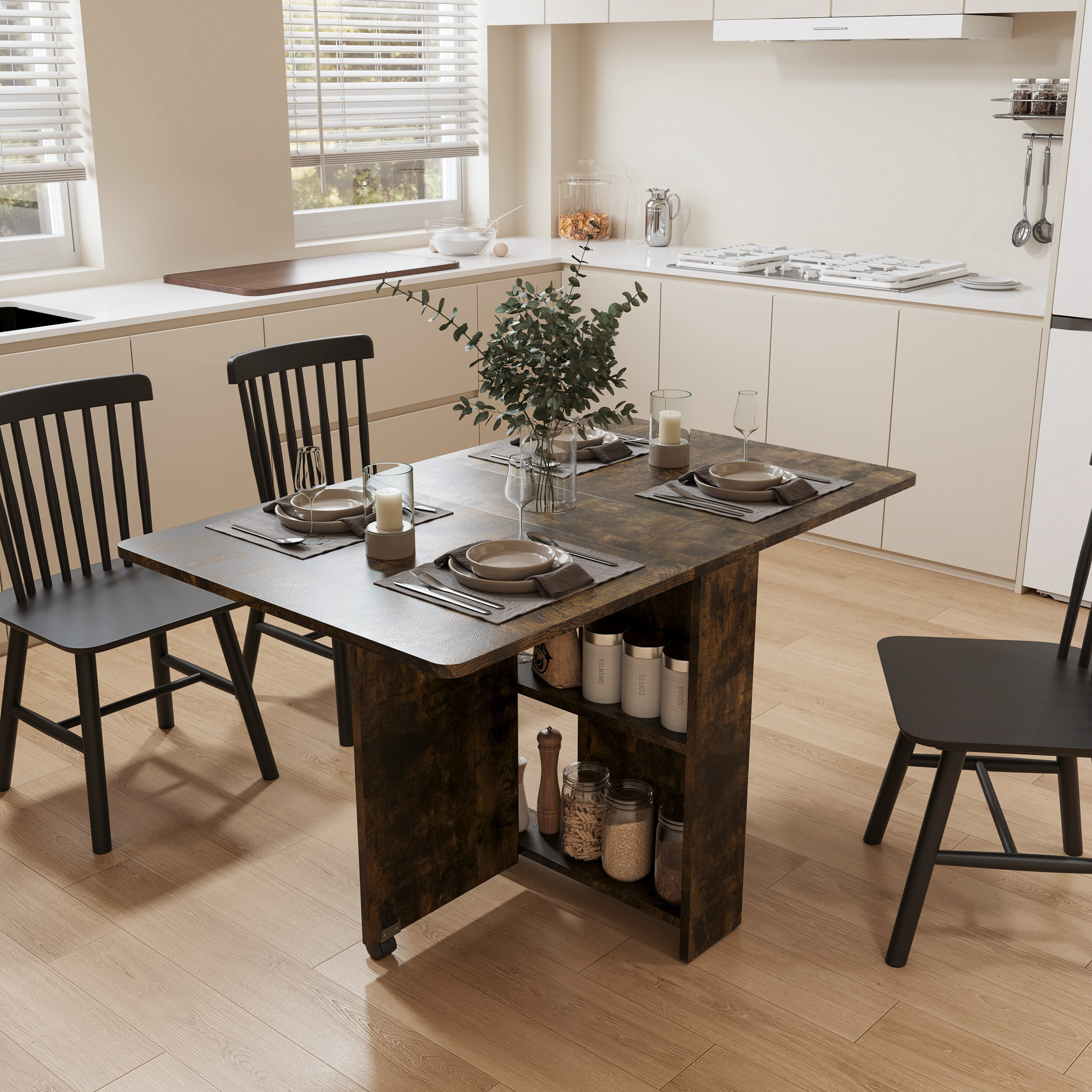 Millwood Pines Fully Unfolded Foldable Table, Suitable For Small Family ...