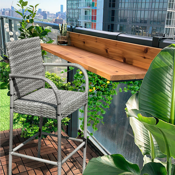 Lark Manor Marcela Wicker Outdoor 29'' Bar Stool & Reviews | Wayfair