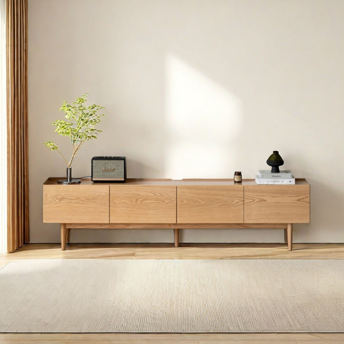 The Invincibles home Oak Wood TV Stand with Storage Drawers | Wayfair