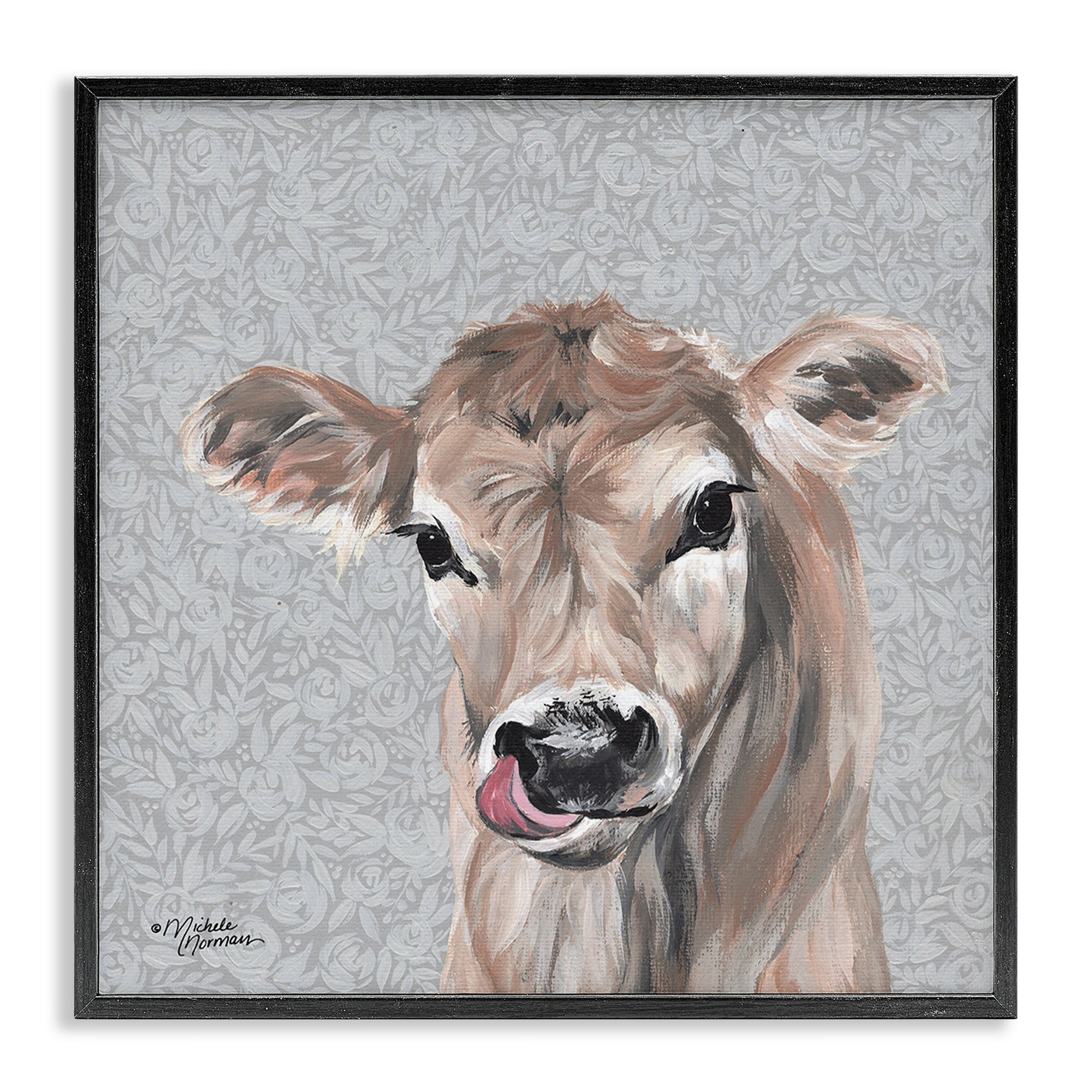 Harper Orchard Young Calf Portrait Floral Pattern Farm Animal by ...