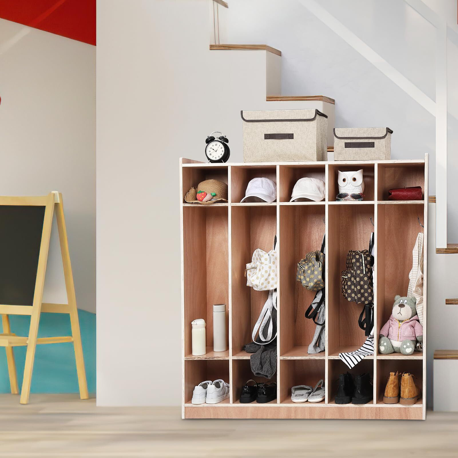 Ebern Designs 5-Section Classroom Coat Locker Glazed Finished, 10 ...