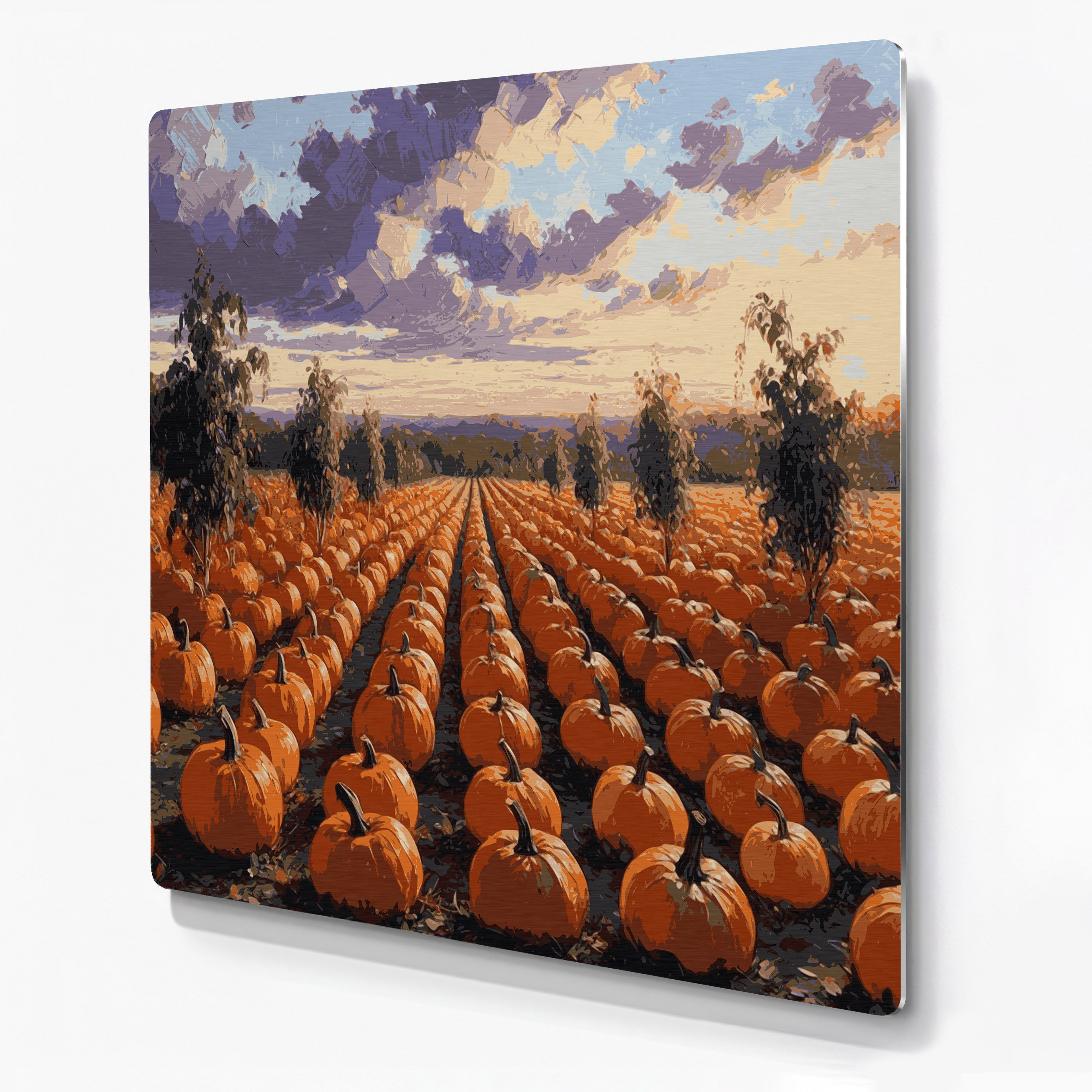 August Grove® Farm Pumpkin Patches Brown Metal Wall Art | Wayfair